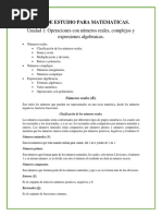 Unidad 1 Operacion Con Numeros Reales Complejos y Expresiones Algebraicas | PDF | Números | Entero
