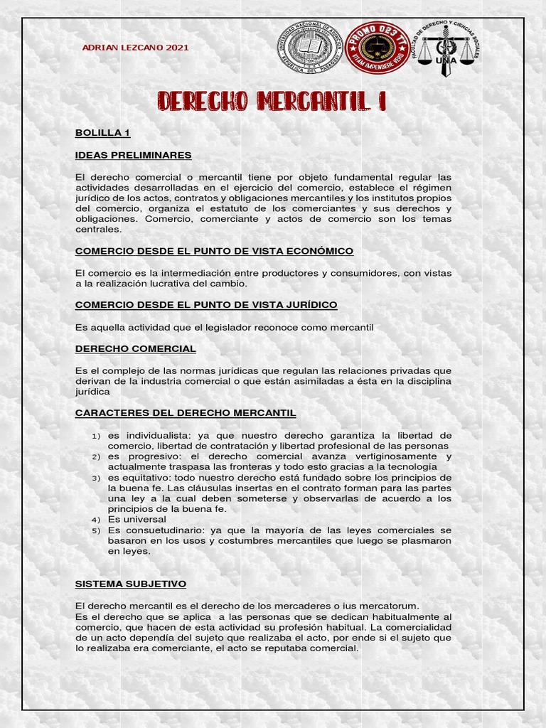 Derecho Mercantil I 8vo TT Promo 023 PDF | PDF
