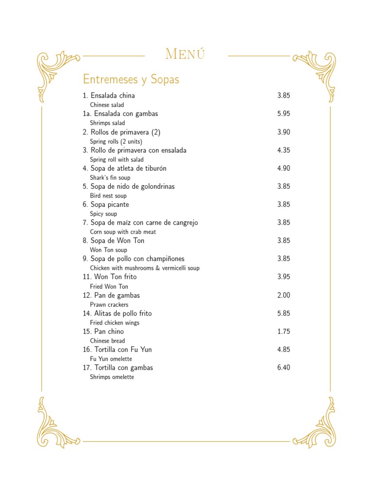 A Comprehensive Menu of Appetizers, Soups, Rice Dishes, Noodles ...