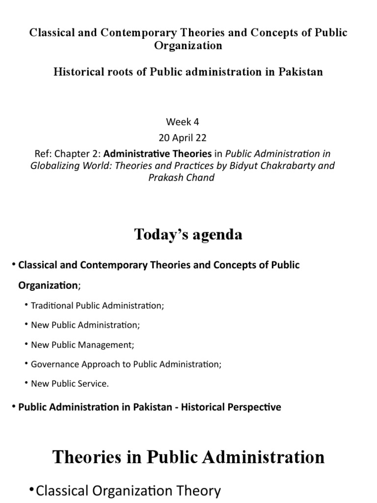 Classical and Contemporary Theories and Concepts of Public Organization ...