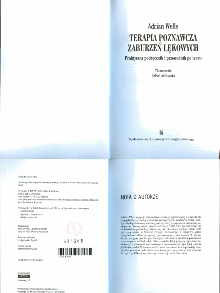 Wells Adrian - Terapia Poznawcza Zaburzeń Lękowych PDF | PDF