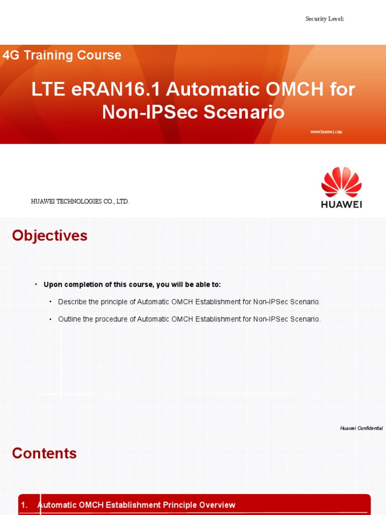 4G Training Course - LTE eRAN16.1 Automatic OMCH For Non-IPsec Scenario | PDF