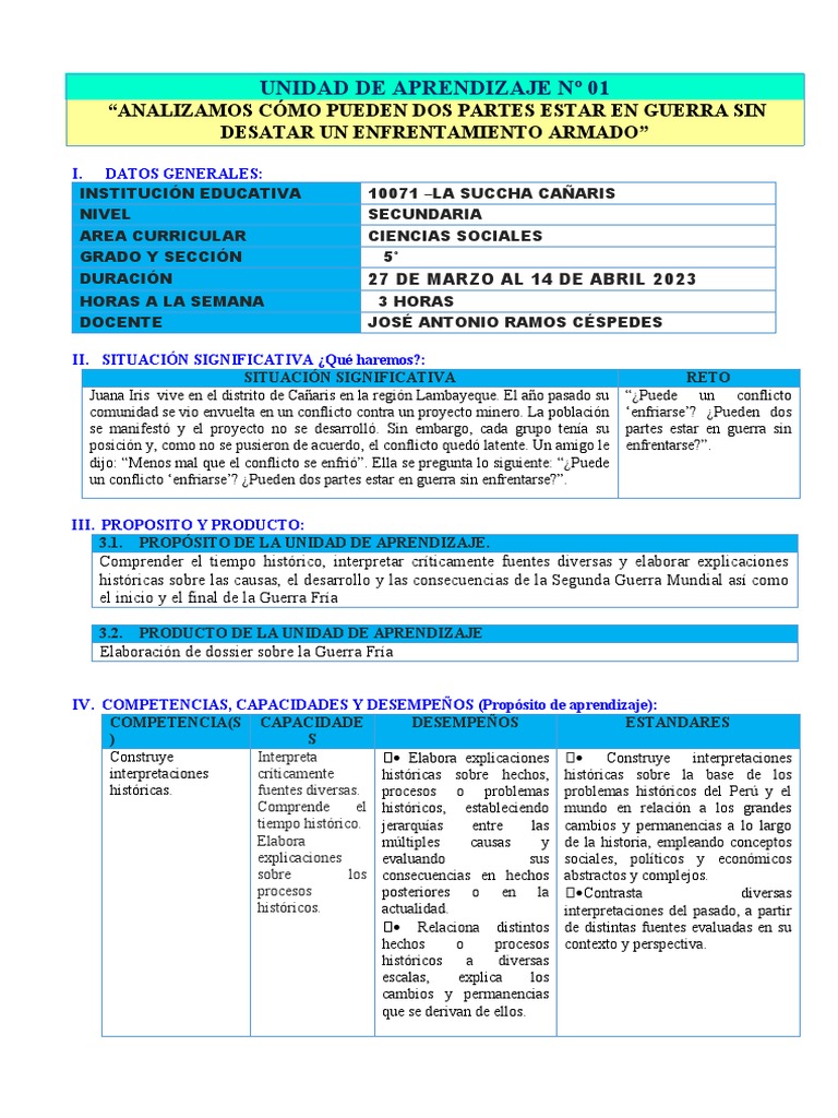 Unidad 1 CCSS 5° 2023 | PDF