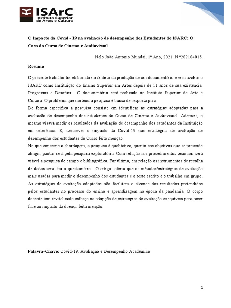 Documentario Isarc | PDF | Aprendizado | Moçambique