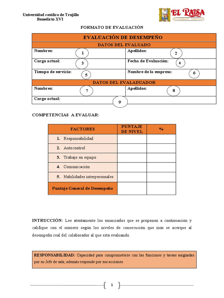 Formato de Evaluacion | PDF