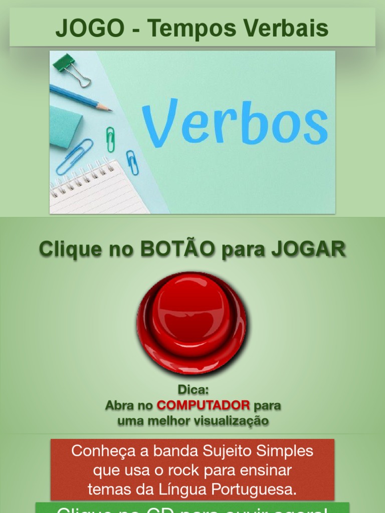 JOGO - Tempos Verbais PDF | PDF