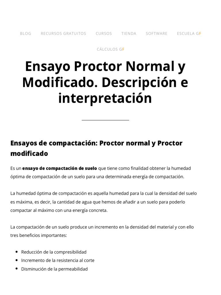 Ensayo Proctor Normal y Modificado. Descripción e interpretación.pdf | PDF Ensayo Proctor Normal y Modificado. Descripción e interpretación.pdf | PDF