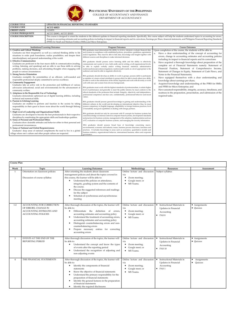 ACCO 40023 - Updates in Financial Reporting Standards PDF | PDF