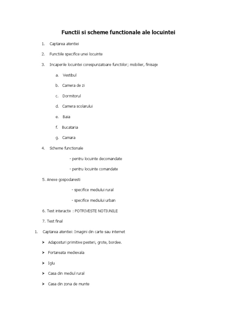 Functii Si Scheme Functionale Ale Locuintei | PDF