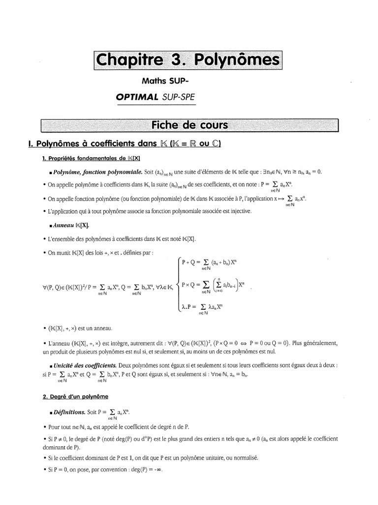 3 - Polynomes - Cours PDF | PDF