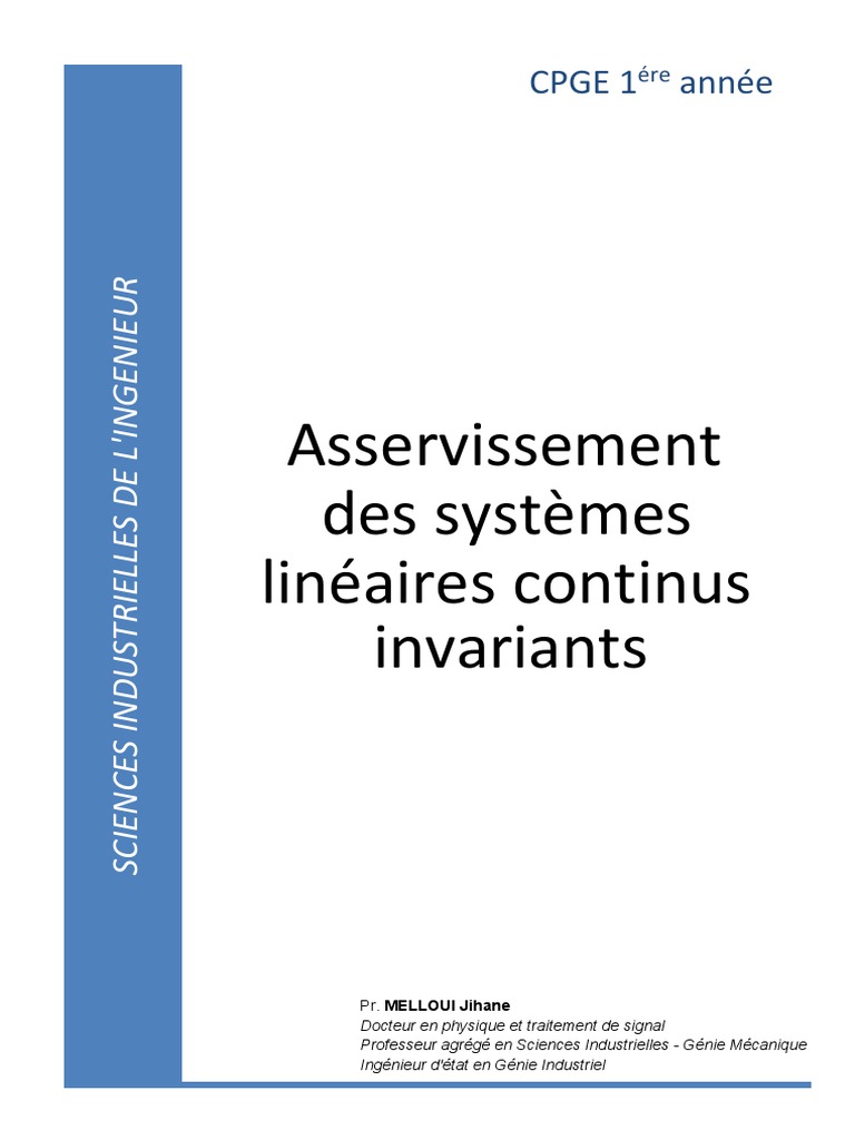 Cours Automatique - MPSI - Jihane MELLOUI | PDF