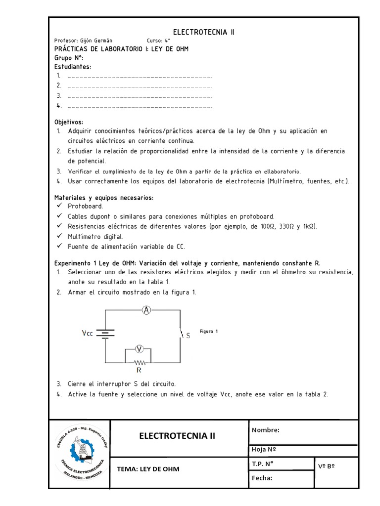 Prácticas De Laboratorio Ley De Ohm Pdf Pdf 6338