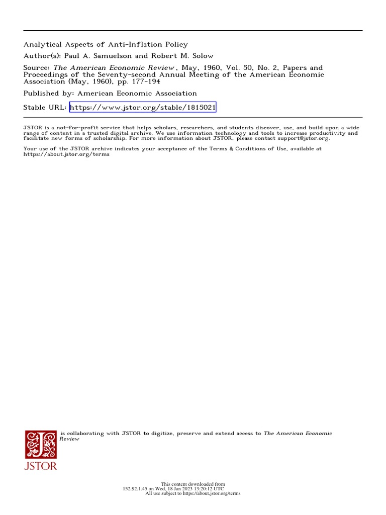 Samuelson_Solow_Phillips Curve.pdf | PDF