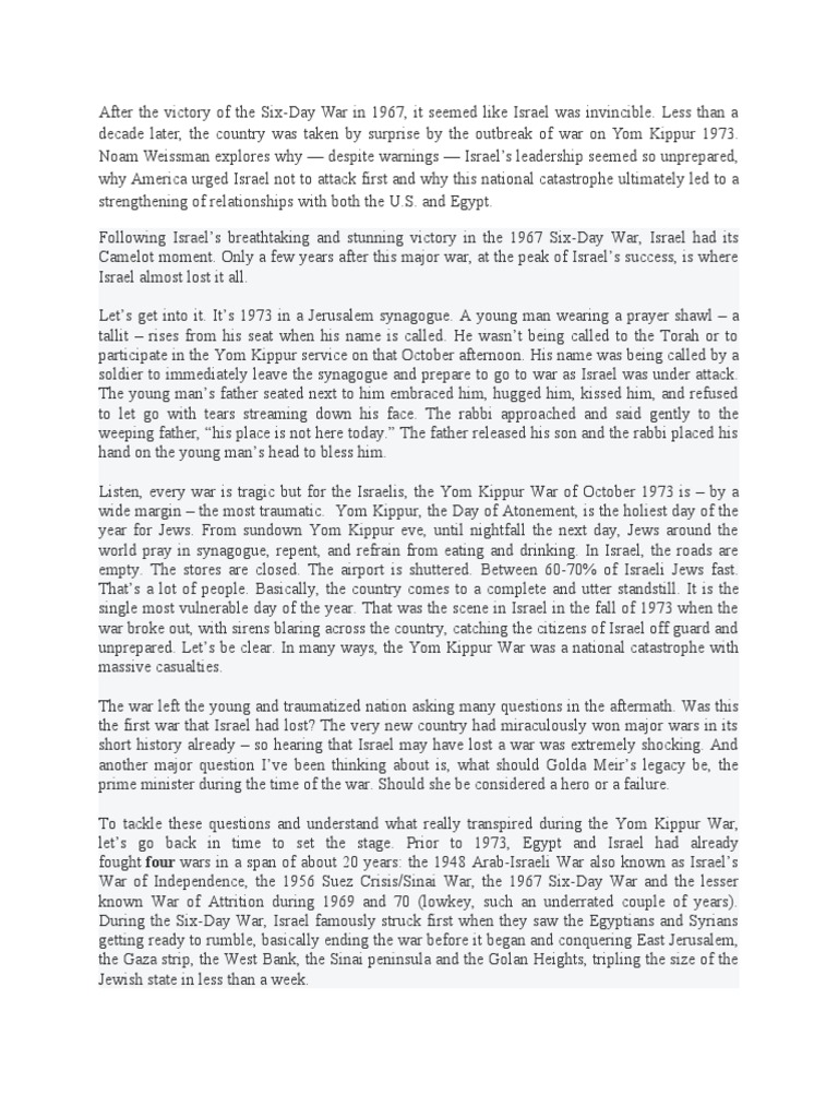 The YOM KIPPUR WAR.docx | PDF