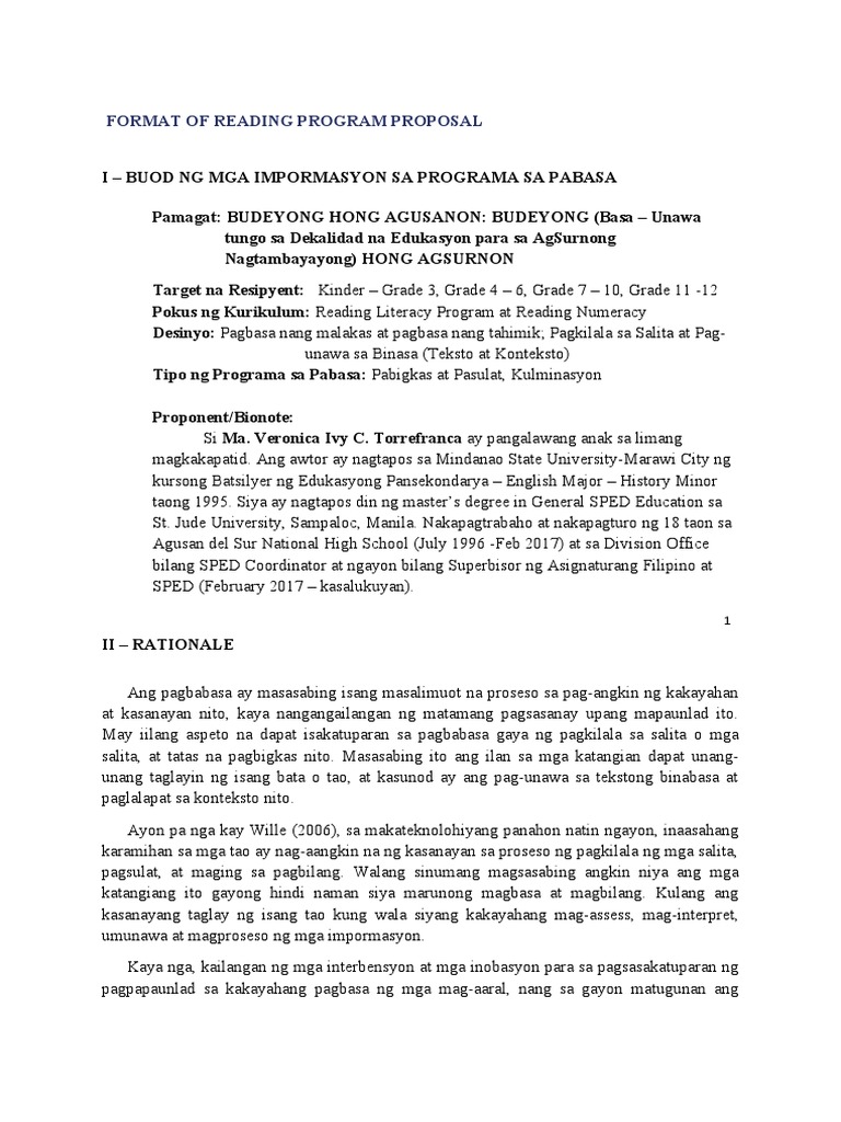 AGSUR READING Program in Filipino | PDF