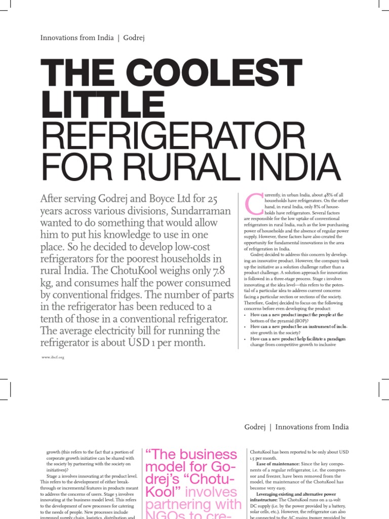 ChotuKool: Affordable Fridge for Rural India | PDF | Refrigerator ...