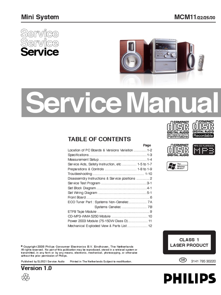 Philips MCM 11 Service Manual PDF | PDF | Soldering | Signal To Noise Ratio