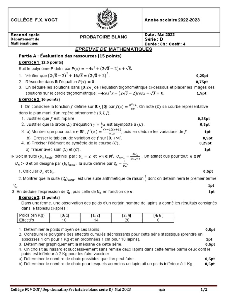 Vogt Proba Blanc D Mai 2023 | PDF