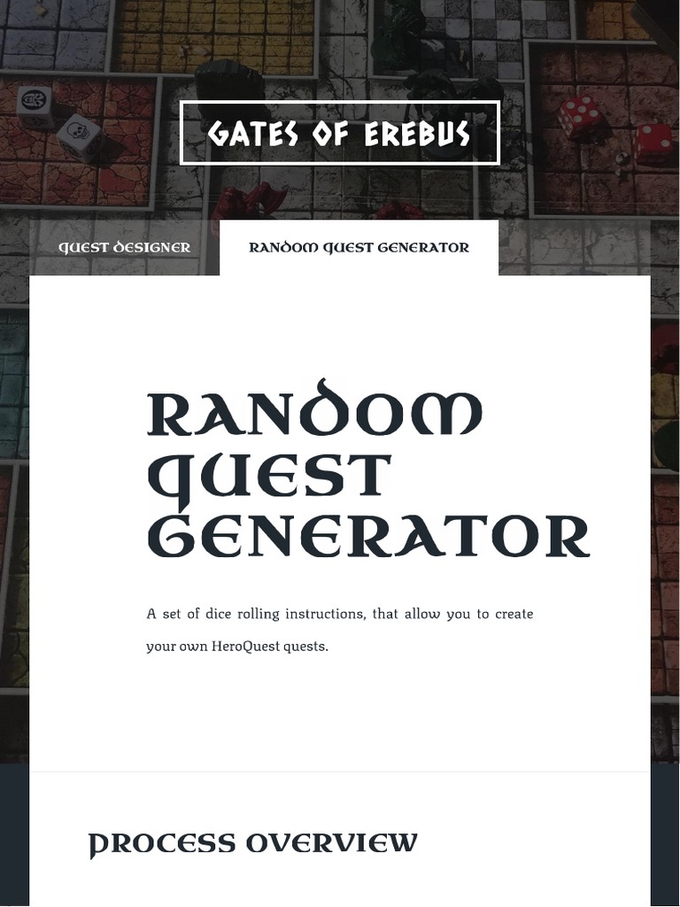 HeroQuest Random Quest Generator | PDF | Cooking, Food & Wine | Home ...
