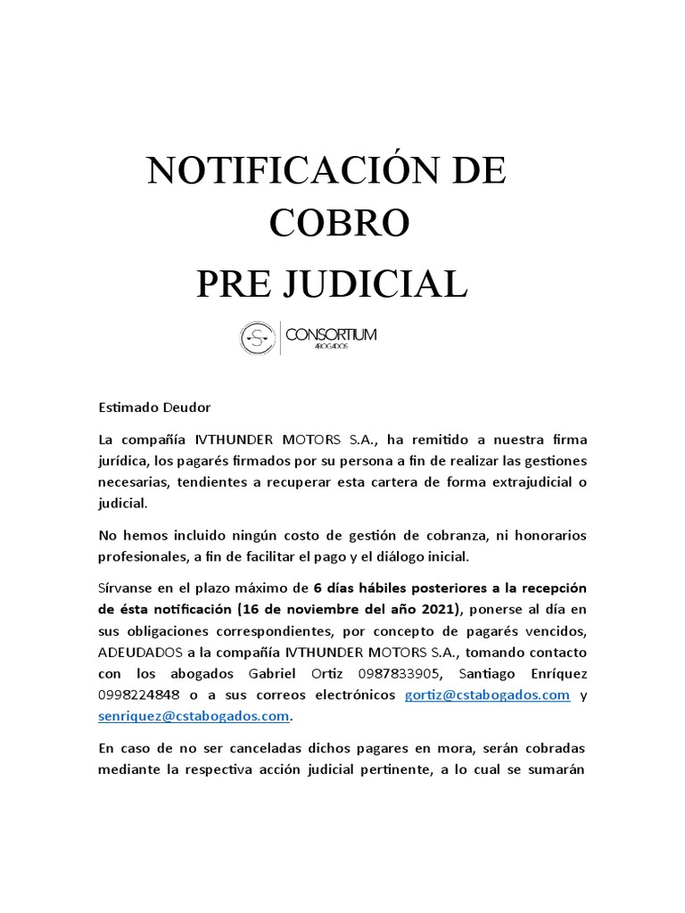 Notificación de Cobro | PDF