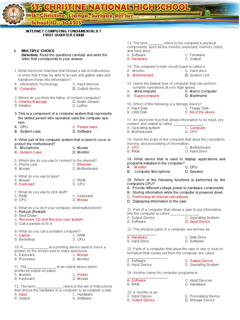 INTERNET COMPUTING FUNDAMENTALS 7 (1st Quarter EXAM) | Download Free ...