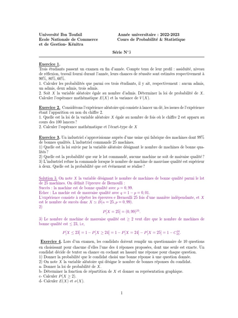 TD4 PDF | PDF | Espérance mathématique | Probabilité