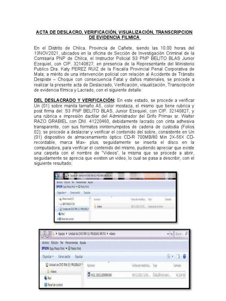 Acta de Visualizacion de Videos | PDF Acta de Visualizacion de Videos | PDF