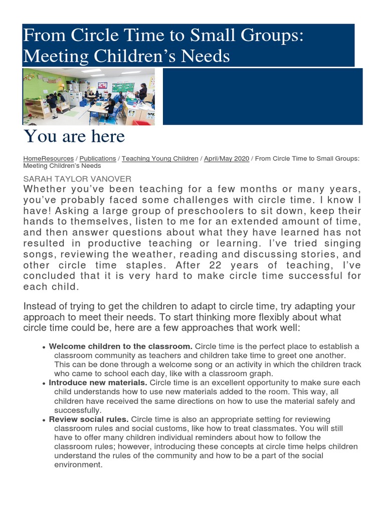 From Circle Time To Small Groups | PDF