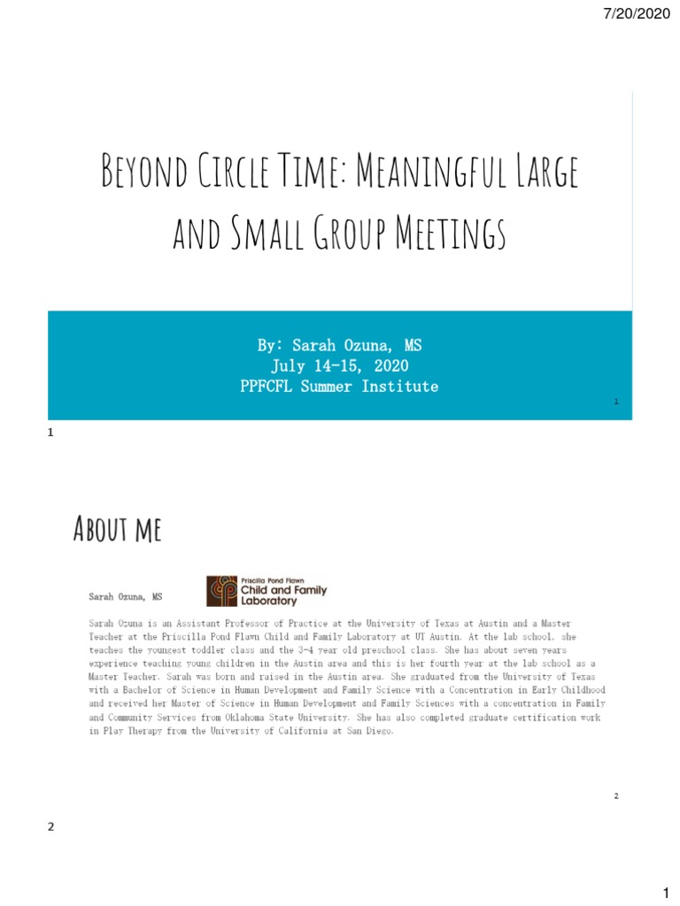 Moving Beyond Circle Time_ Meaningful Large and Small Group Meetings | PDF
