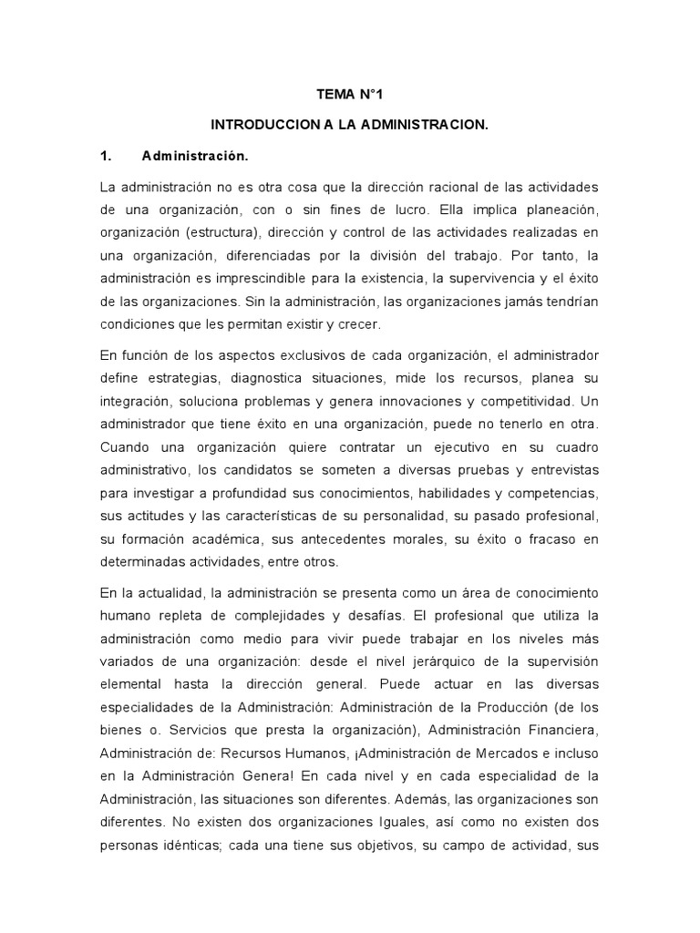 Tema 1. Introduccion A La Administracion | PDF | Administración Pública | Conocimiento