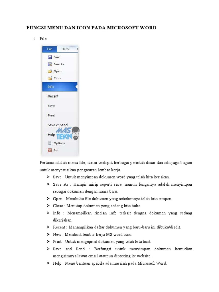 FUNGSI MENU DAN ICON PADA MICROSOFT WORD.docx | PDF