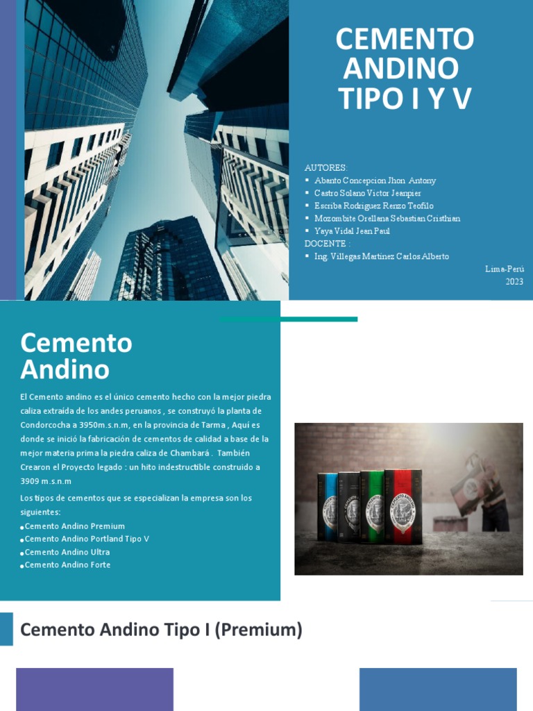 Propiedades del Cemento Andino | PDF