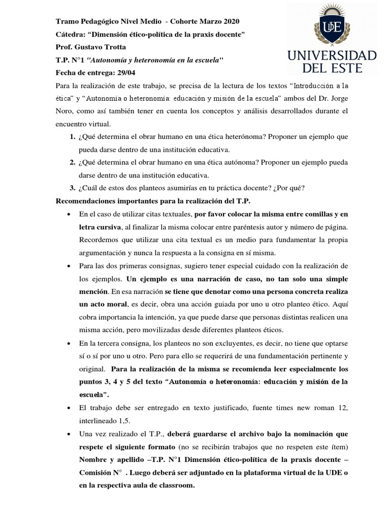 Ejemplos de autonomía y heteronomía educativa | PDF