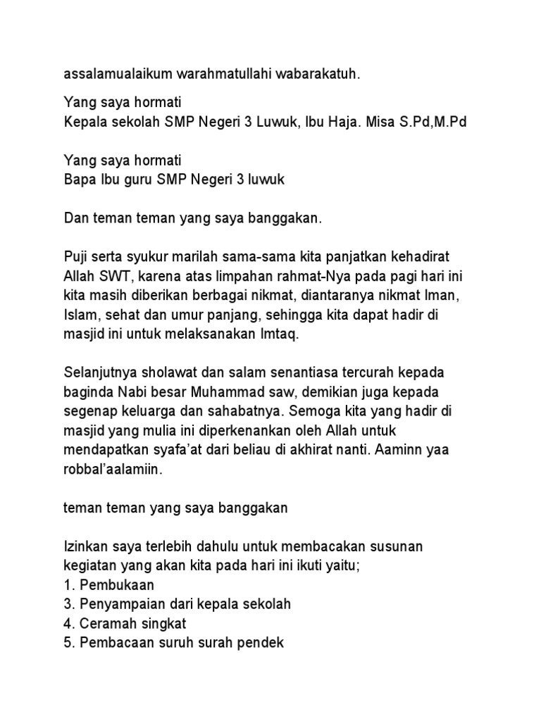 Text MC IMTAQ | PDF | Kesehatan Holistik | Agama & Spiritualitas