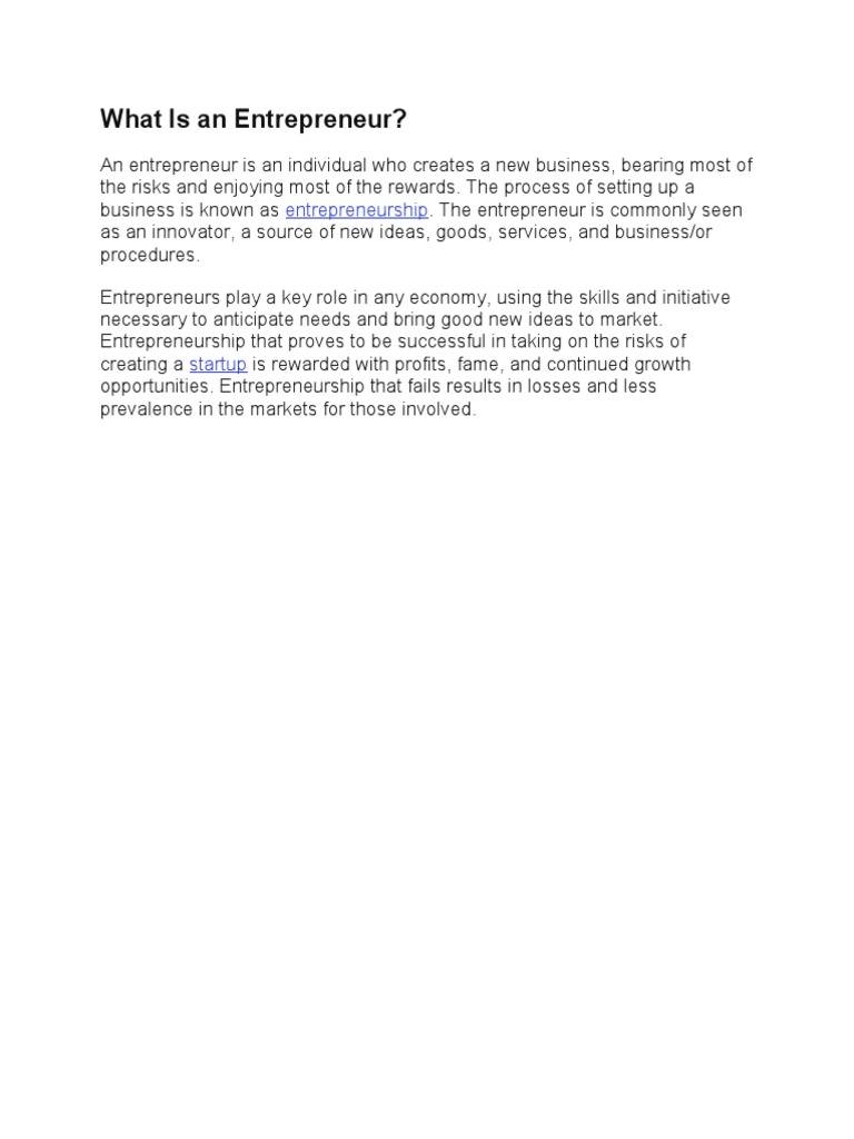 What Is An Entrepreneur | PDF