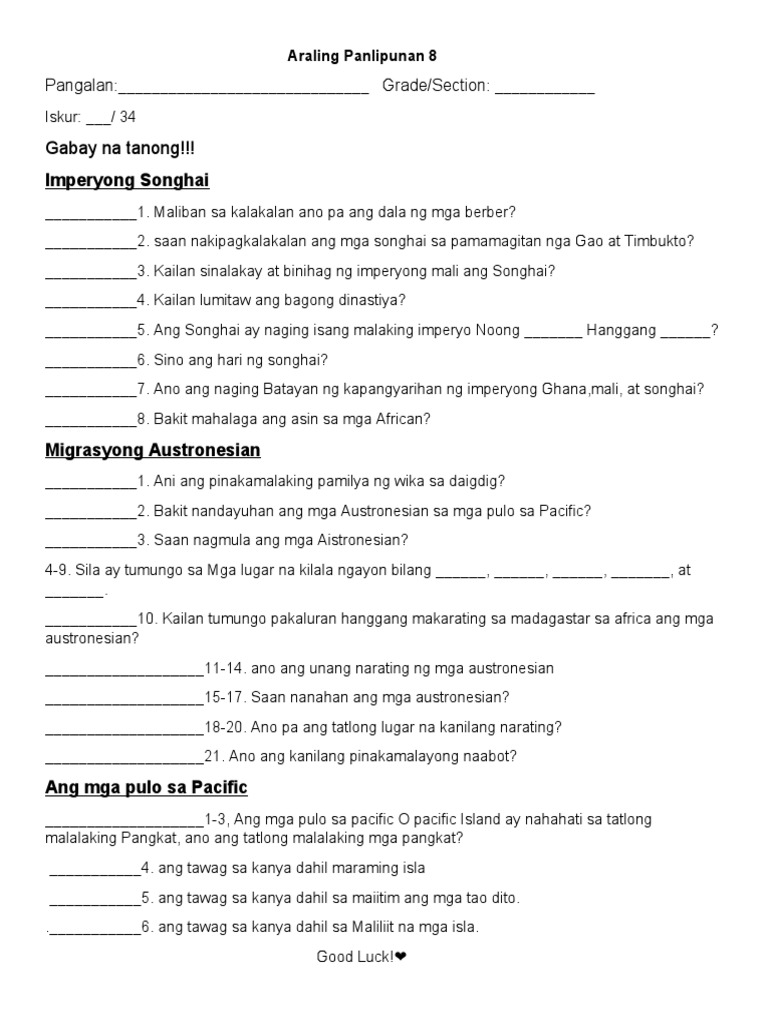Araling Panlipunan 8 | PDF