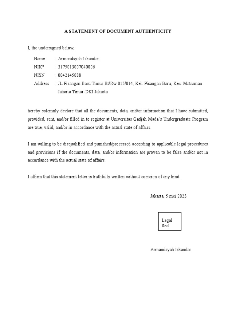 Statement-of-Document-Authenticity-IUP-2023.docx | PDF