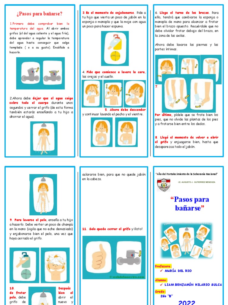 TRIPTIC Pasos para Bañarse | PDF