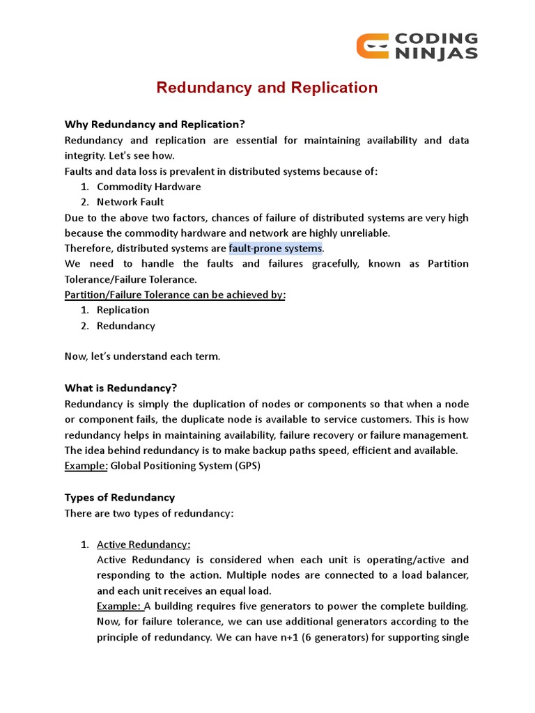 Why Redundancy and Replication? | Download Free PDF | Replication (Computing) | Fault Tolerance