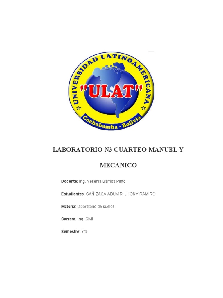 Laboratorio N 3 de Hormigon El Cuarteo Mecanico Manual | PDF