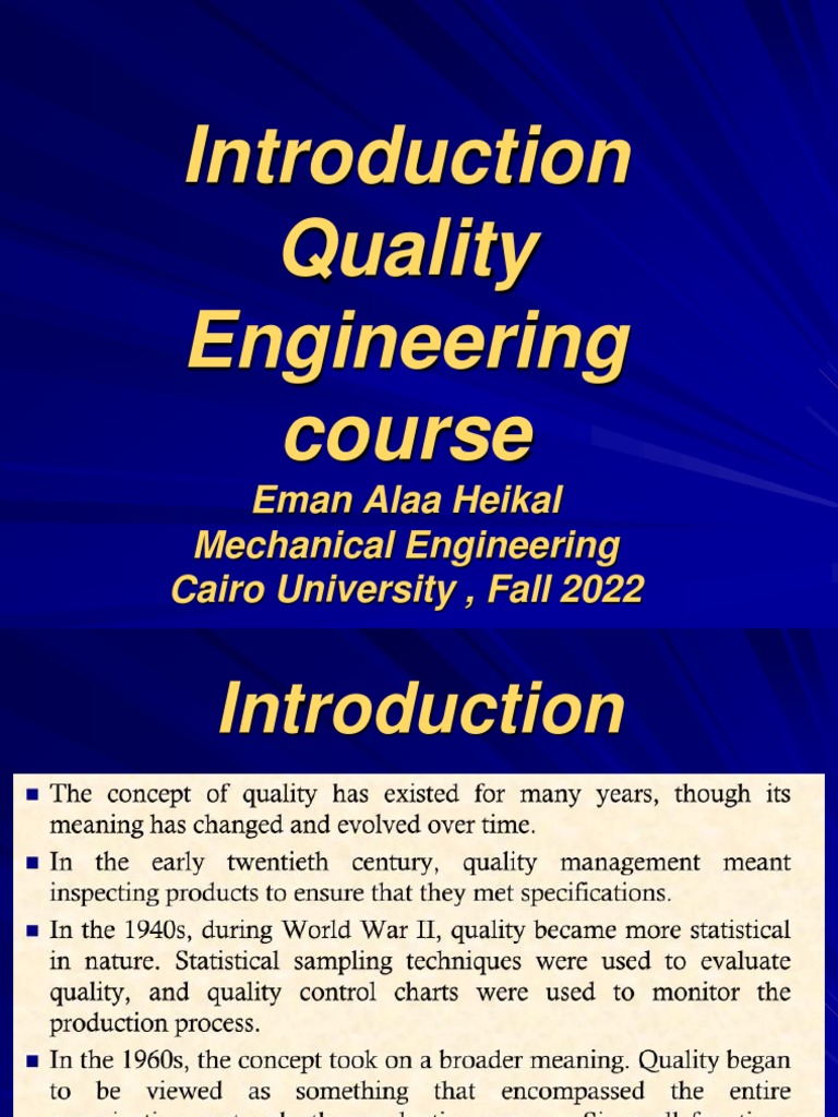 Quality Engineering Lecture One DR Eman Alaa Heikal PDF | Download Free PDF | Quality Assurance ...