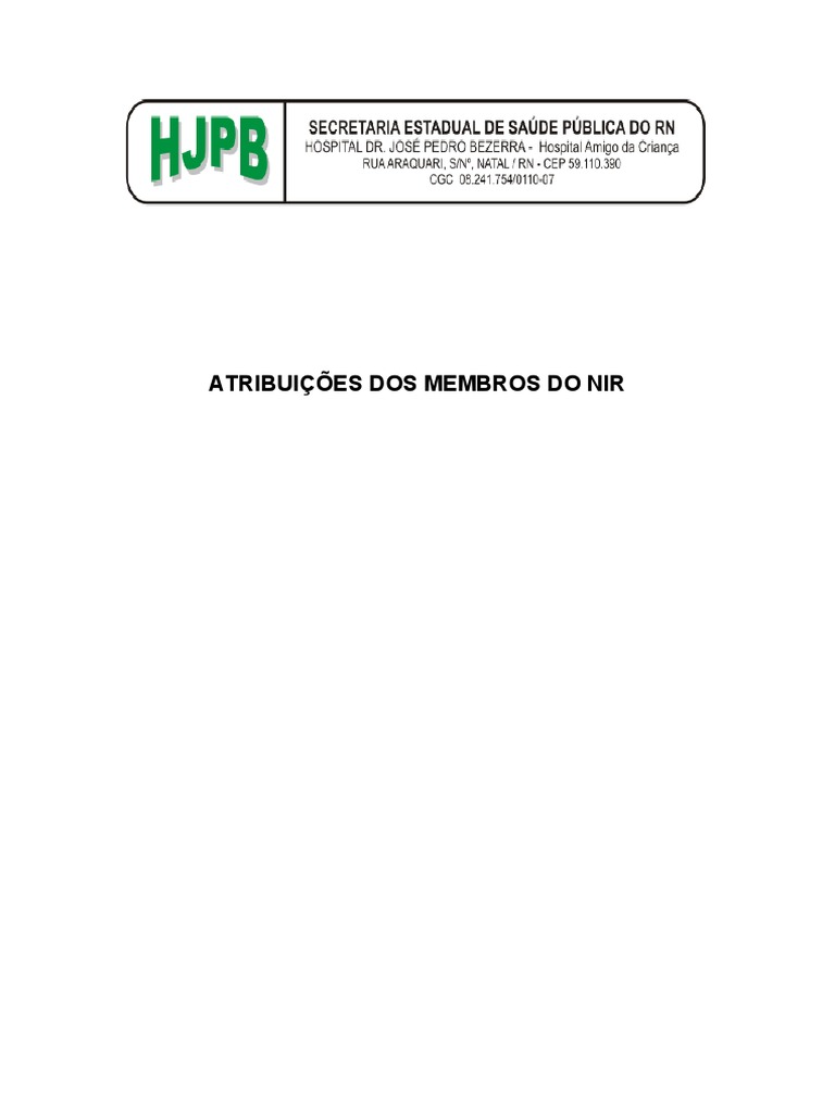 Atribuiçãp Dos Membros Do NIR | PDF