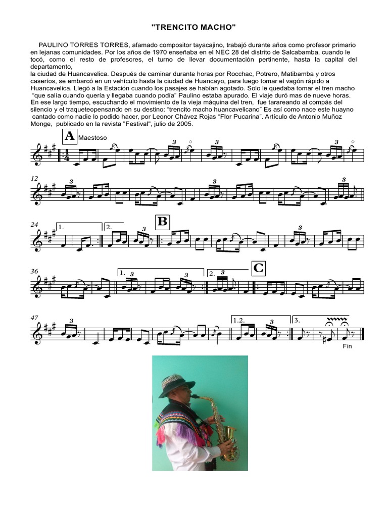 Trencito Macho Huancavelicano - Partitura Completa | PDF