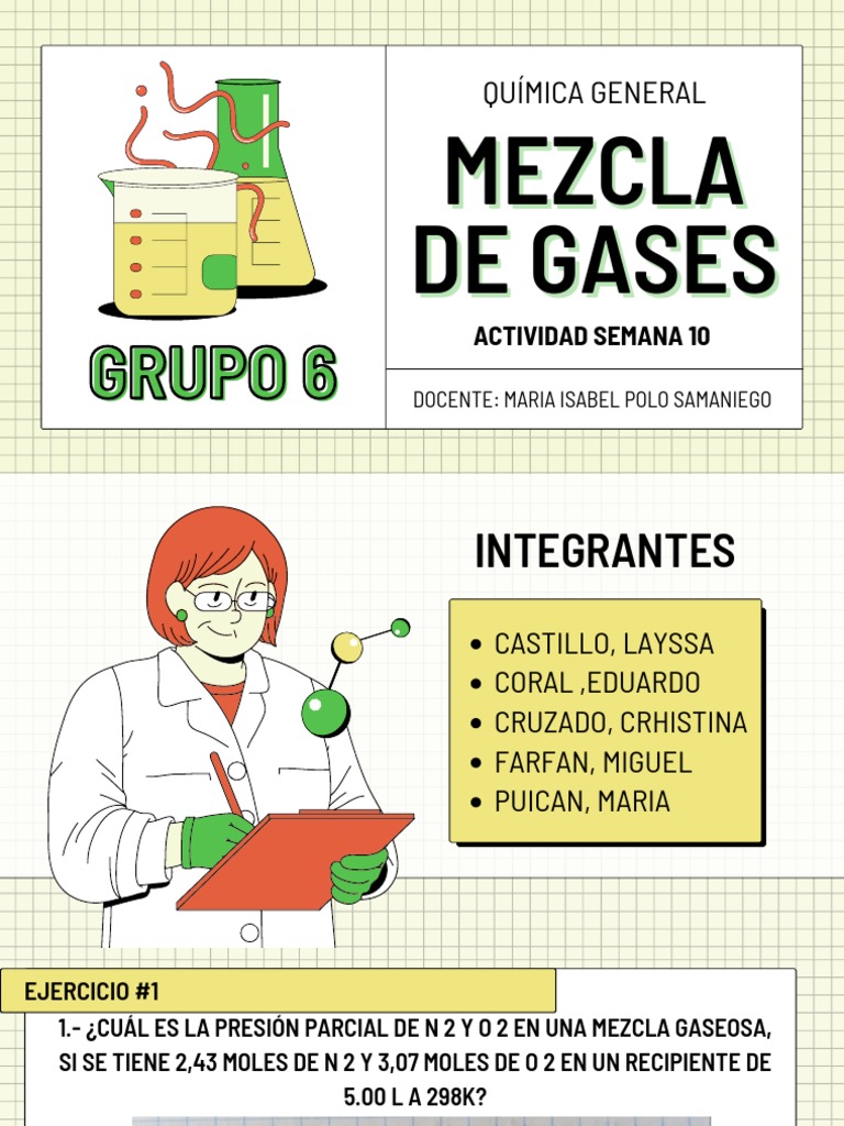 Estequiometria y Mezcla de Gases - Grupo 6 PDF | PDF