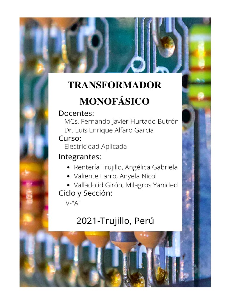Lab 05 - Transformador Monofásico PDF | PDF | Transformador | Inductor