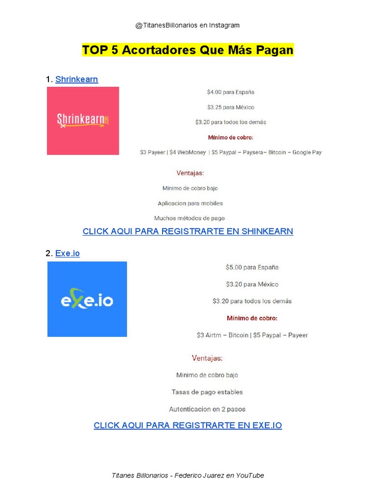 TOP 5 Acortadores Que Más Pagan | PDF