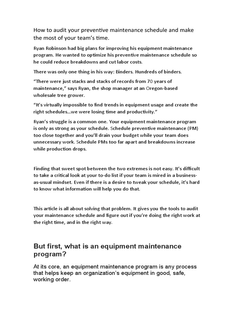 How to audit your preventive maintenance.docx | PDF