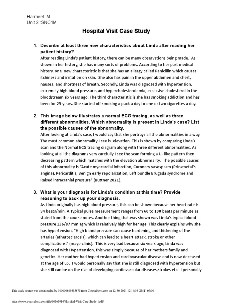 Hospital Visit Case Study 1 PDF | PDF | Hypertension | Blood Pressure