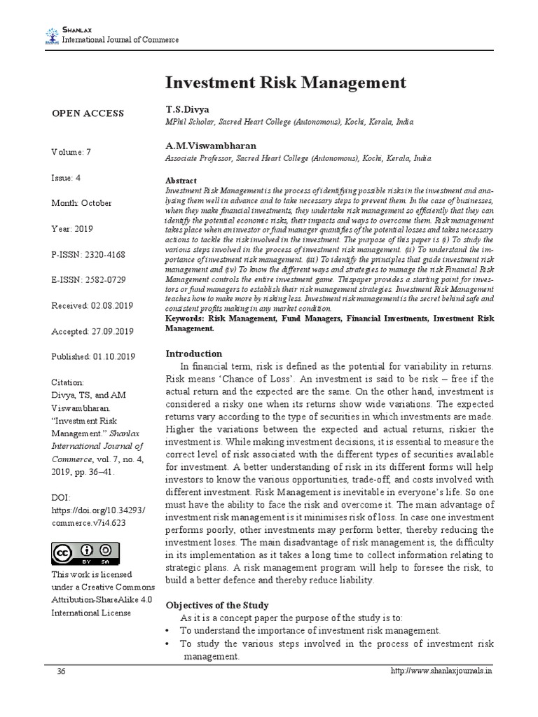 Investment Risk Management PDF | PDF