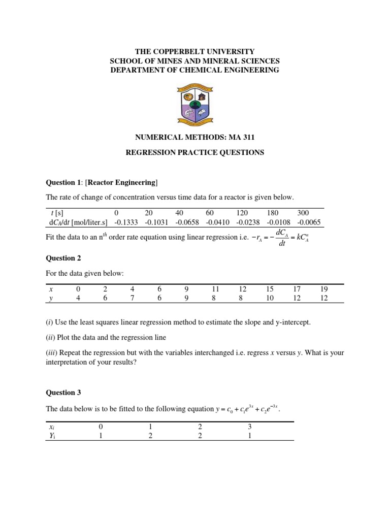 Regression Practice Questions | PDF